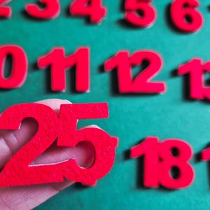 Red Felt Advent Calendar Numbers, Self Adhesive DIY Christmas Countdown ...