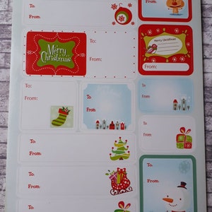 120 Christmas Labels, Christmas Gift Label Book, 10 Sheets, Xmas Gift ...