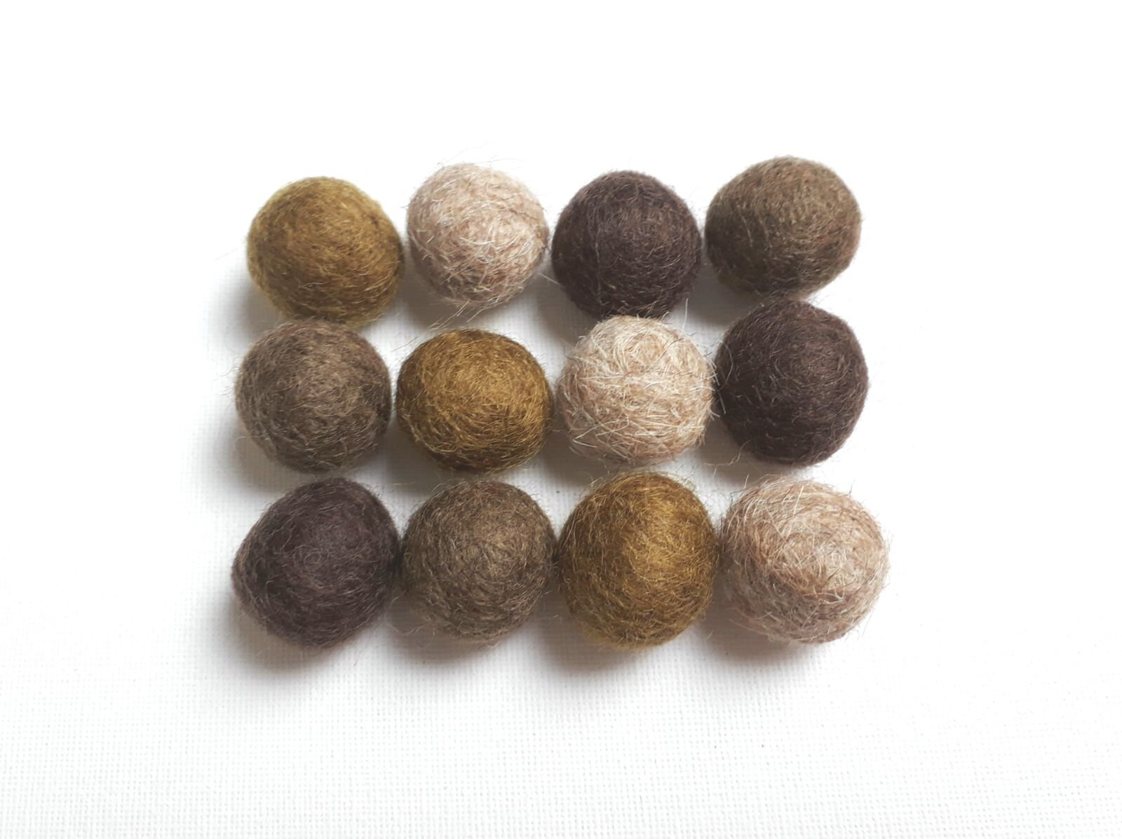Wool Felt Balls Brown Mix 2cm 12/36 Pcs Handmade 100% Wool | Etsy