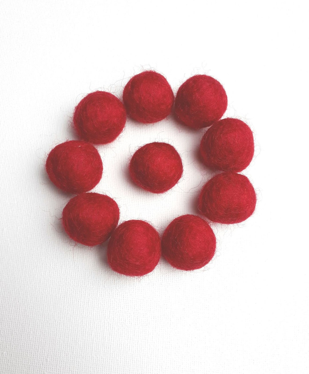 1cm Wool Felt Balls Red, Tiny Felt Balls, Handmade 100% Wool Felt Balls ...