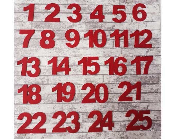 Red Felt Advent Calendar Numbers, Self Adhesive Cut No.'s 1 - 25 ...