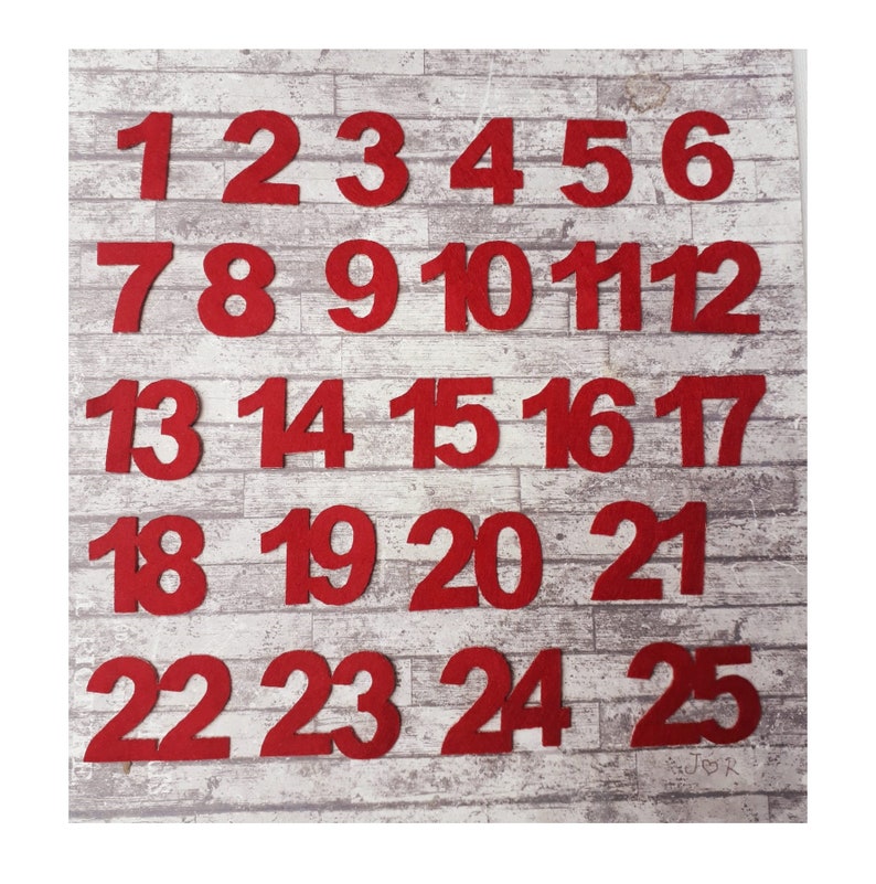 Red Felt Advent Calendar Numbers, Self Adhesive Cut No.'s 1 - 25 ...