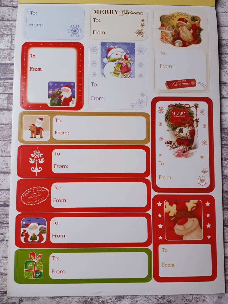 120 Christmas Labels Christmas Gift Label Book 10 Sheets - Etsy