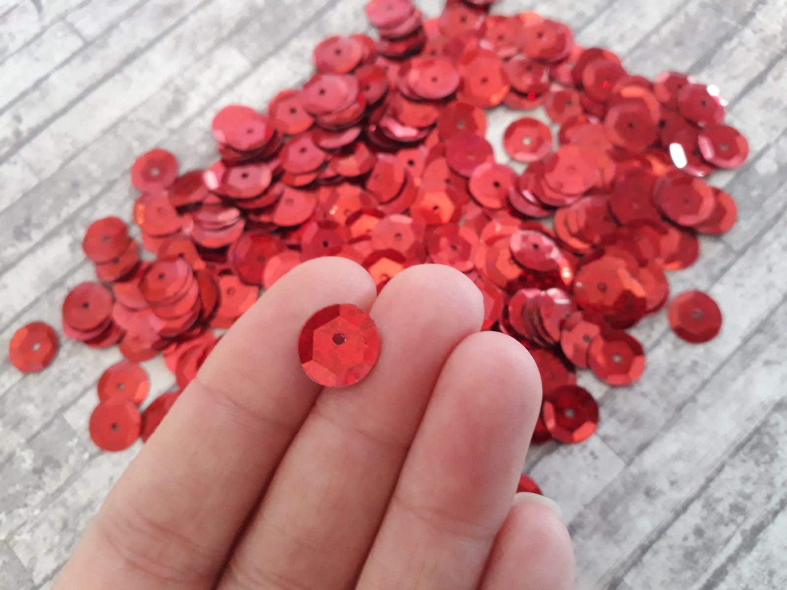 10mm Red Holographic Sequins 100/250 Pcs Cupped Round | Etsy