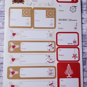 120 Christmas Labels, Christmas Gift Label Book, 10 Sheets, Xmas Gift ...