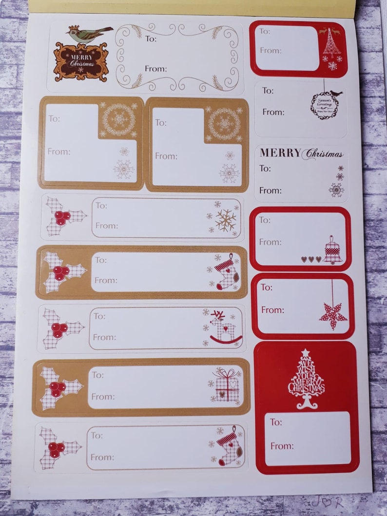 120 Christmas Labels Christmas Gift Label Book 10 Sheets - Etsy