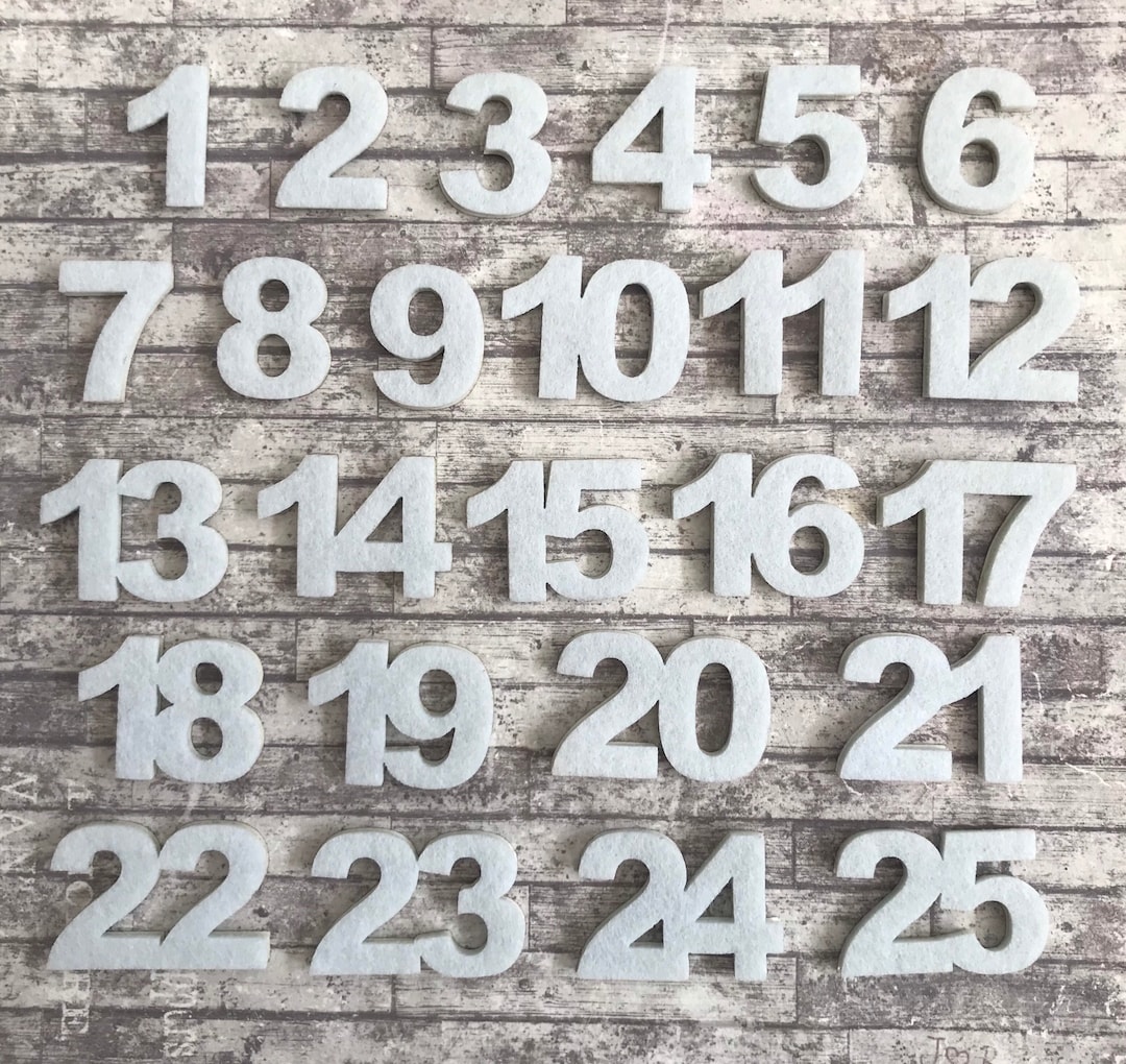White Felt Advent Calendar Numbers, Self Adhesive Cut No.'s 1 25 ... White Felt Advent Calendar Numbers, Self Adhesive Cut No.'s 1 25 ...