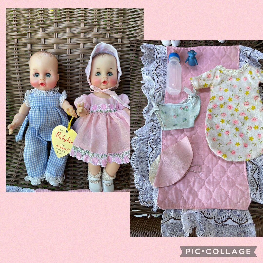 1960's Effanbee Babykin Dolls Both 9 W/ Layette and Accessories ...