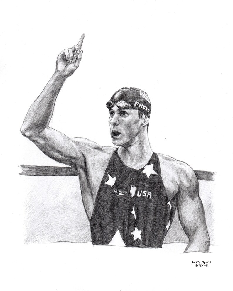 Michael Phelps: 8x10 Original Graphite Drawing - Etsy