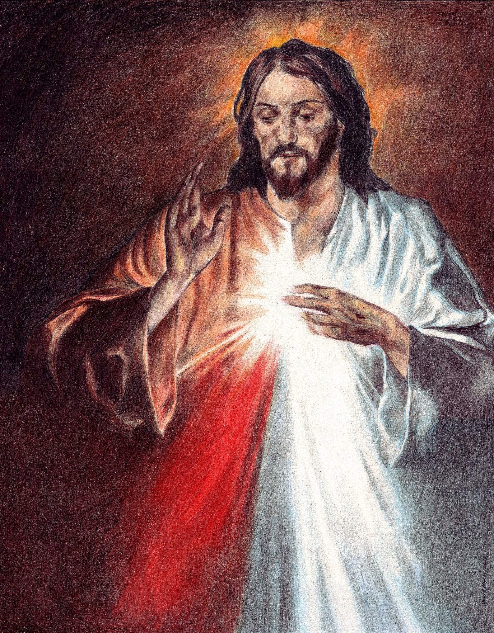 Jesus I Trust in You: Divine Mercy Drawing 8x10 Print - Etsy