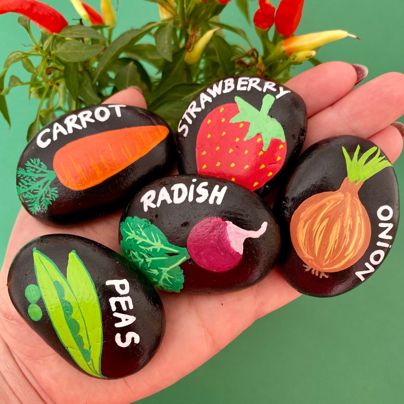 Row Garden Markers Set of 7 Vegetable Labels Moms Garden | Etsy