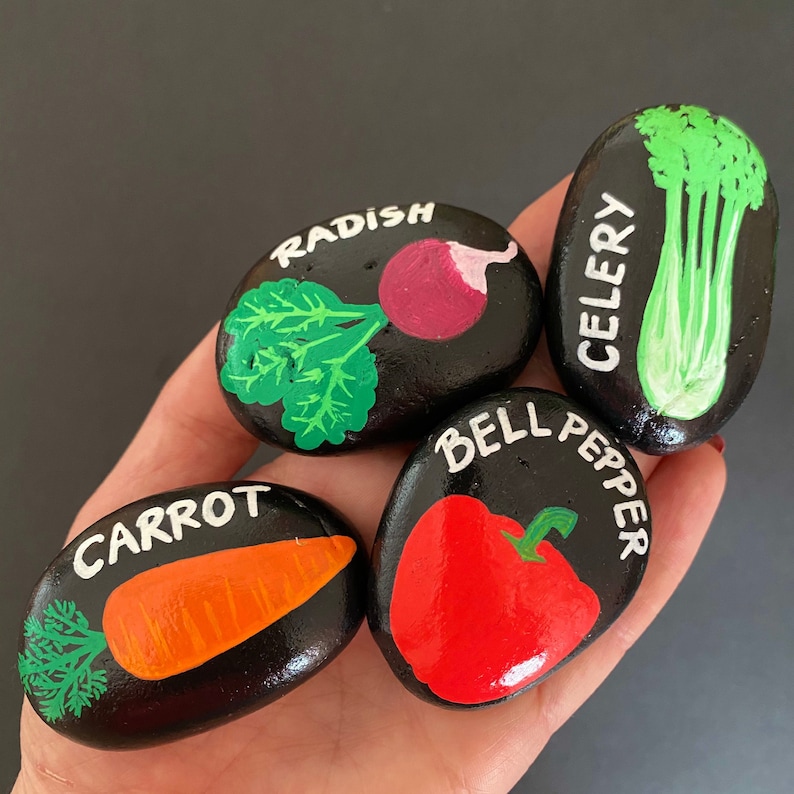 Vegetable Garden Markers Garden Signs Hand Painted Rocks - Etsy