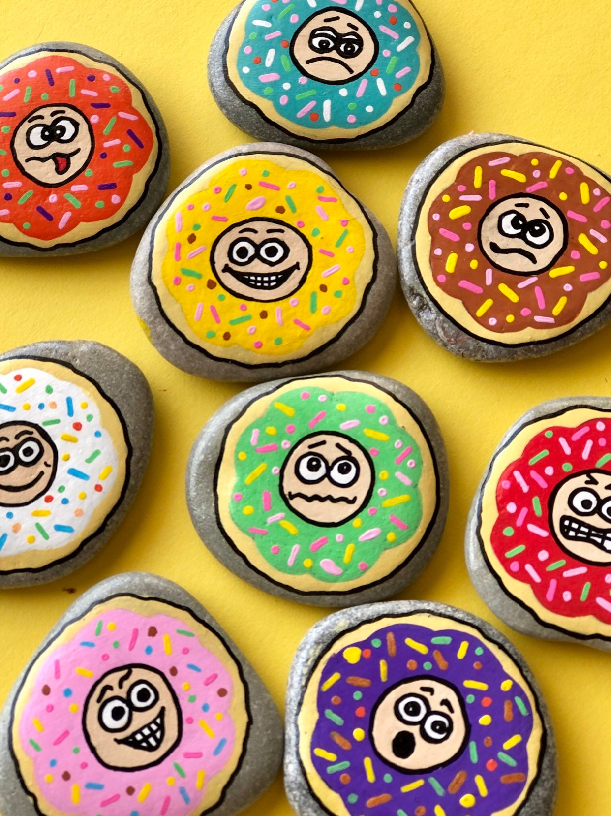 Emotion Donuts Story Stones Emotion Faces Donut party | Etsy