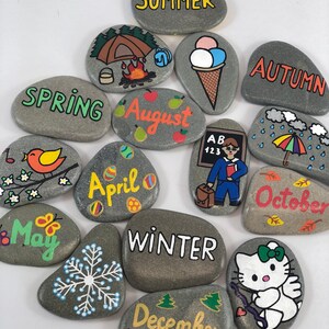 Montessori Toy Calendar Story Stones Home Schooling - Etsy