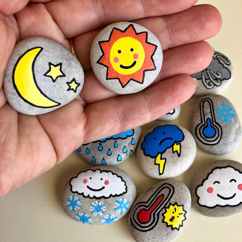 Weather Story Stones Teach weather to children For | Etsy