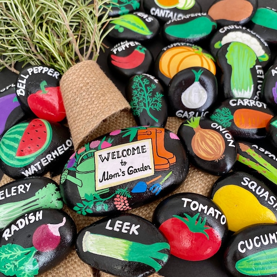 Row Garden Markers Set of 7 Vegetable Labels Moms Garden | Etsy