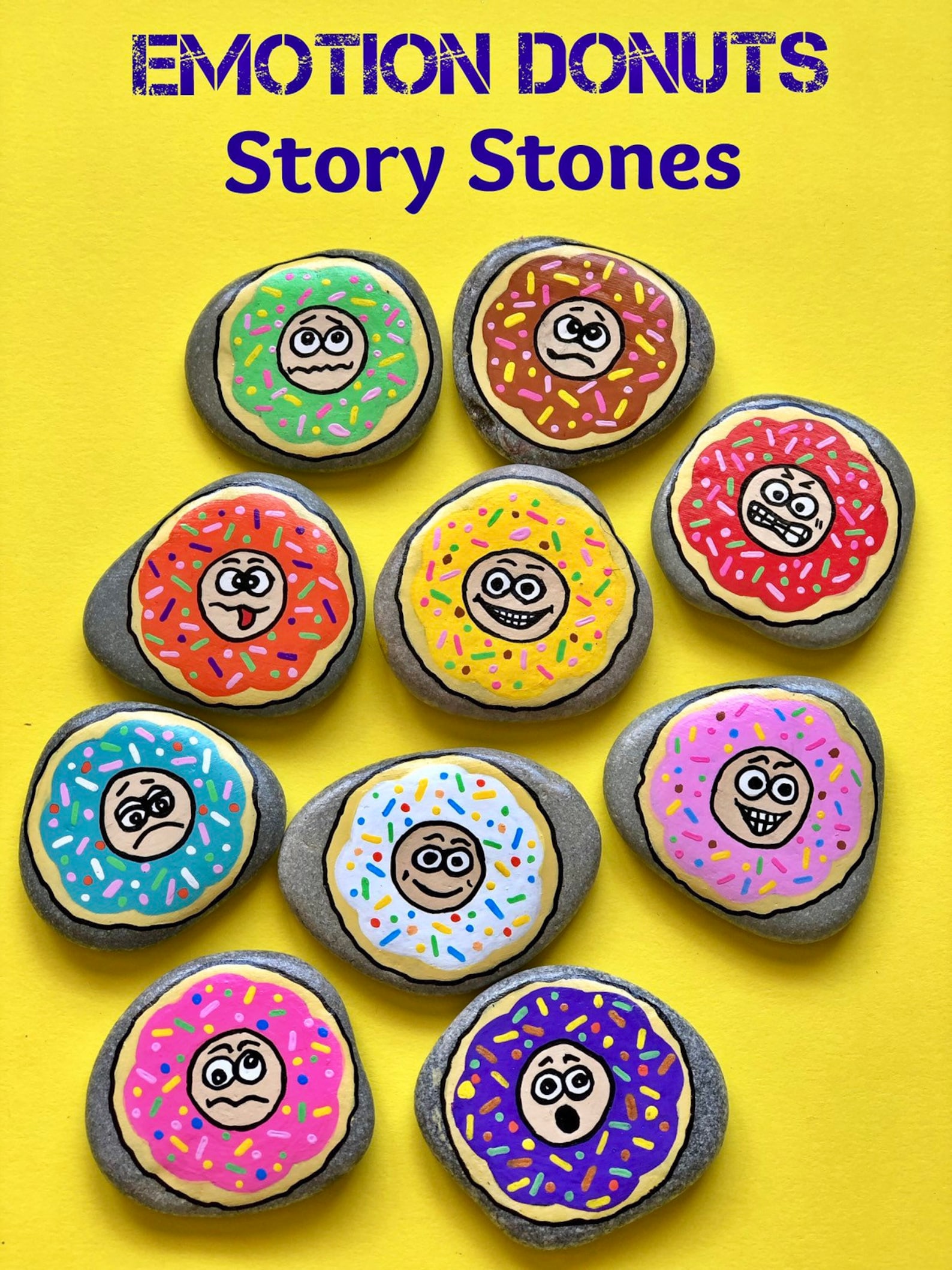 Emotion Donuts Story Stones Emotion Faces Donut Party - Etsy