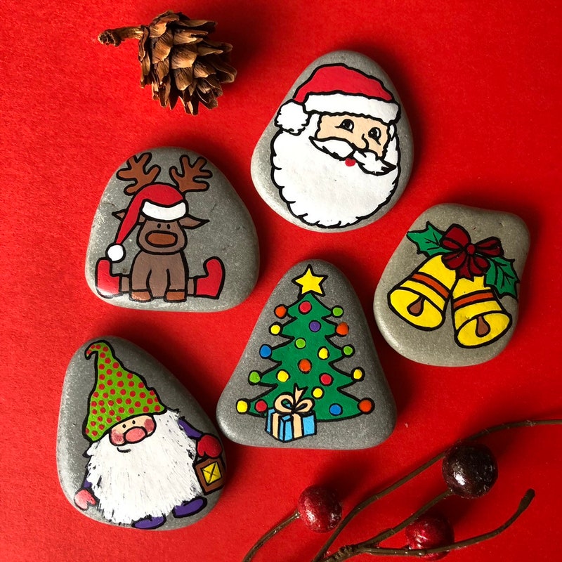 Christmas Painted Rocks - Etsy