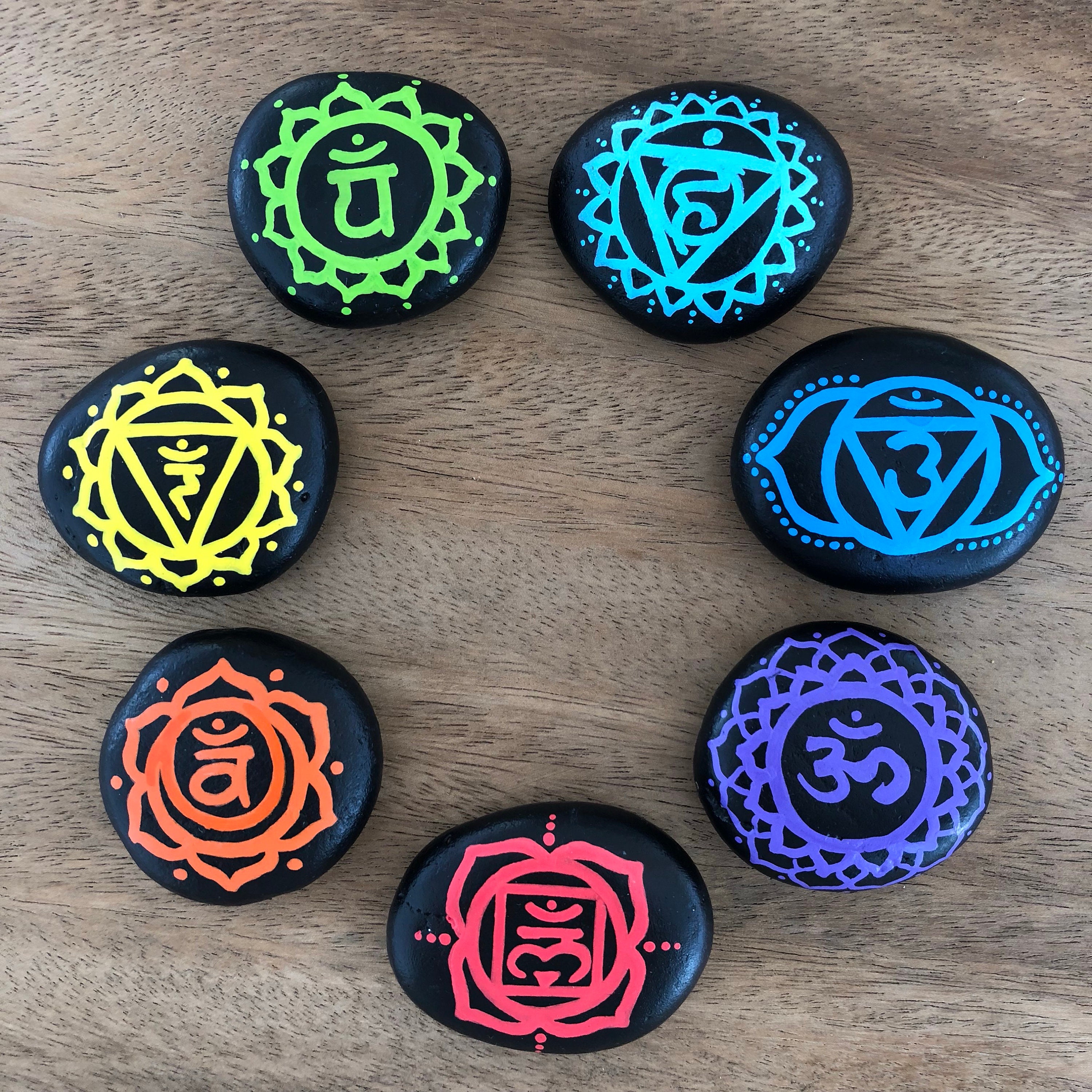 7 Chakra stone Healing Meditation Yoga gifts Hand painted | Etsy