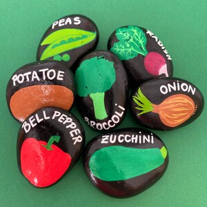 Set of 12 Vegetable Garden Markers, Garden Signs, Hand Painted Rocks ...