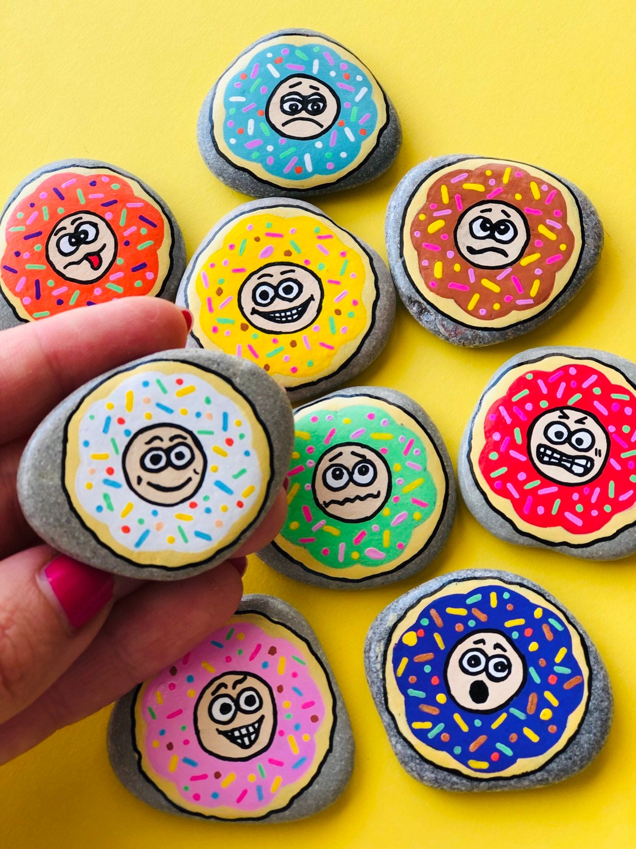 Emotion Donuts Story Stones Emotion Faces Donut party | Etsy