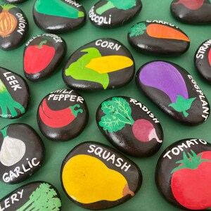 Set of 12 Vegetable Garden Markers, Garden Signs, Hand Painted Rocks ...