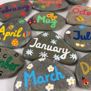 Montessori Toy Calendar Story Stones Home Schooling - Etsy