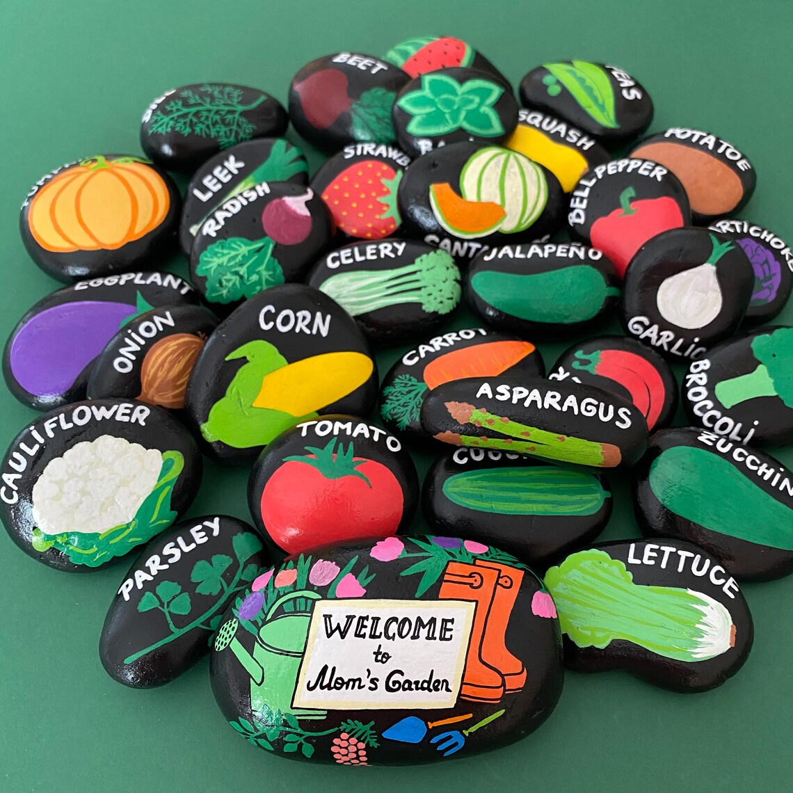 Row Garden Markers Set of 7 Vegetable Labels Moms Garden - Etsy