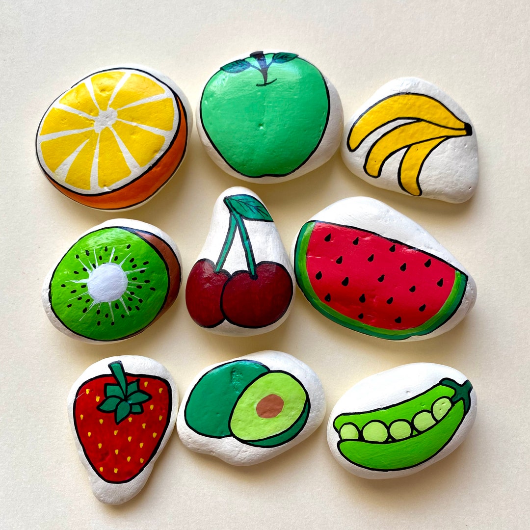 Mud Kitchen Food, Fruits and Vegetables, Story Stones for Kids, Pretend ...