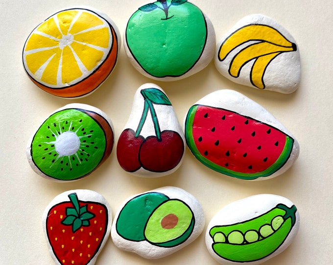 Mud Kitchen Food, Fruits and Vegetables, Story Stones for Kids, Pretend ...