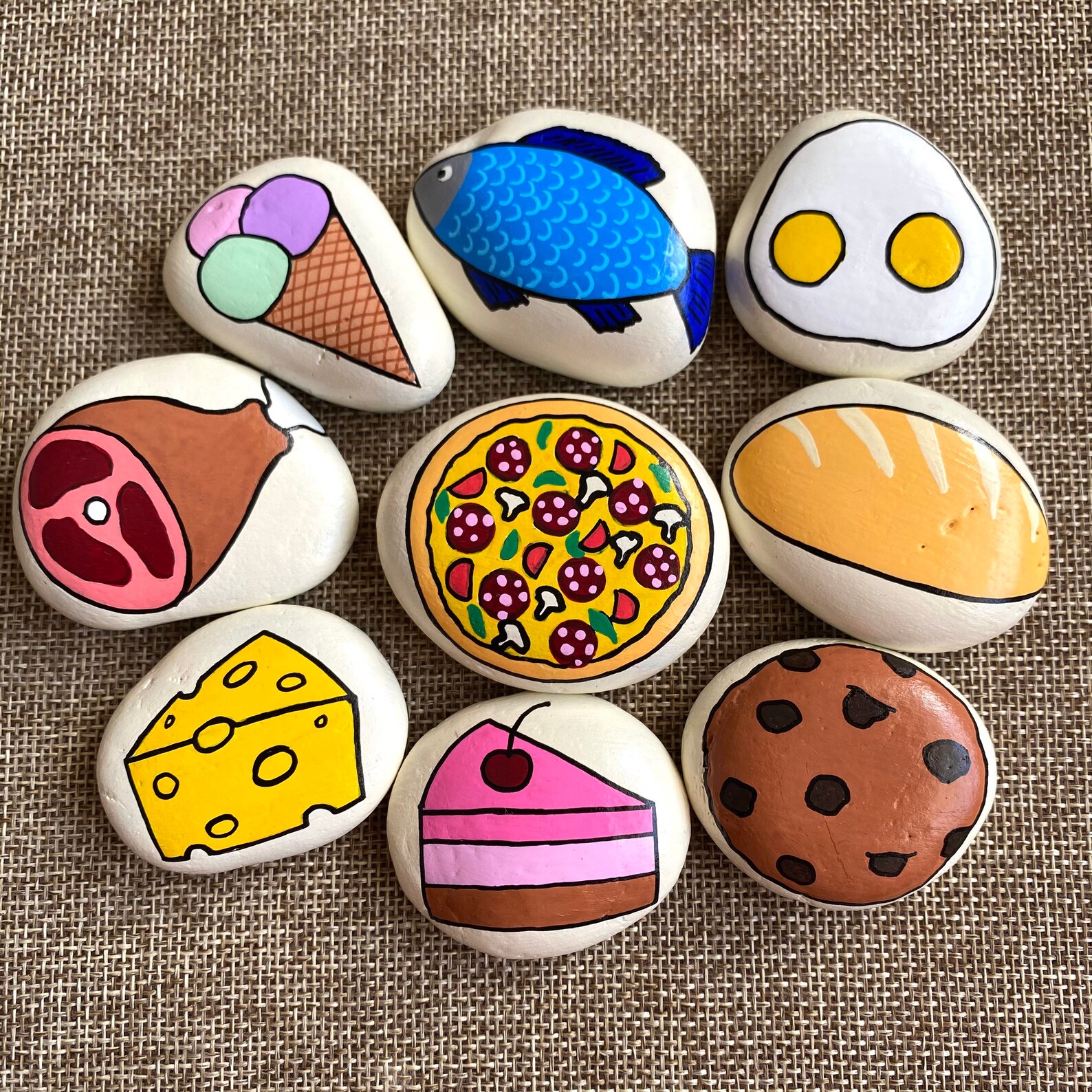 Play Food Story Stones Set Pretend Play Mud Kitchen Painted - Etsy