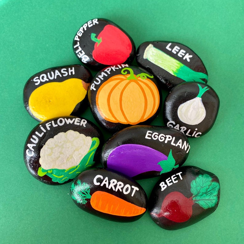 Vegetable Garden Markers Garden Signs Hand Painted Rocks - Etsy