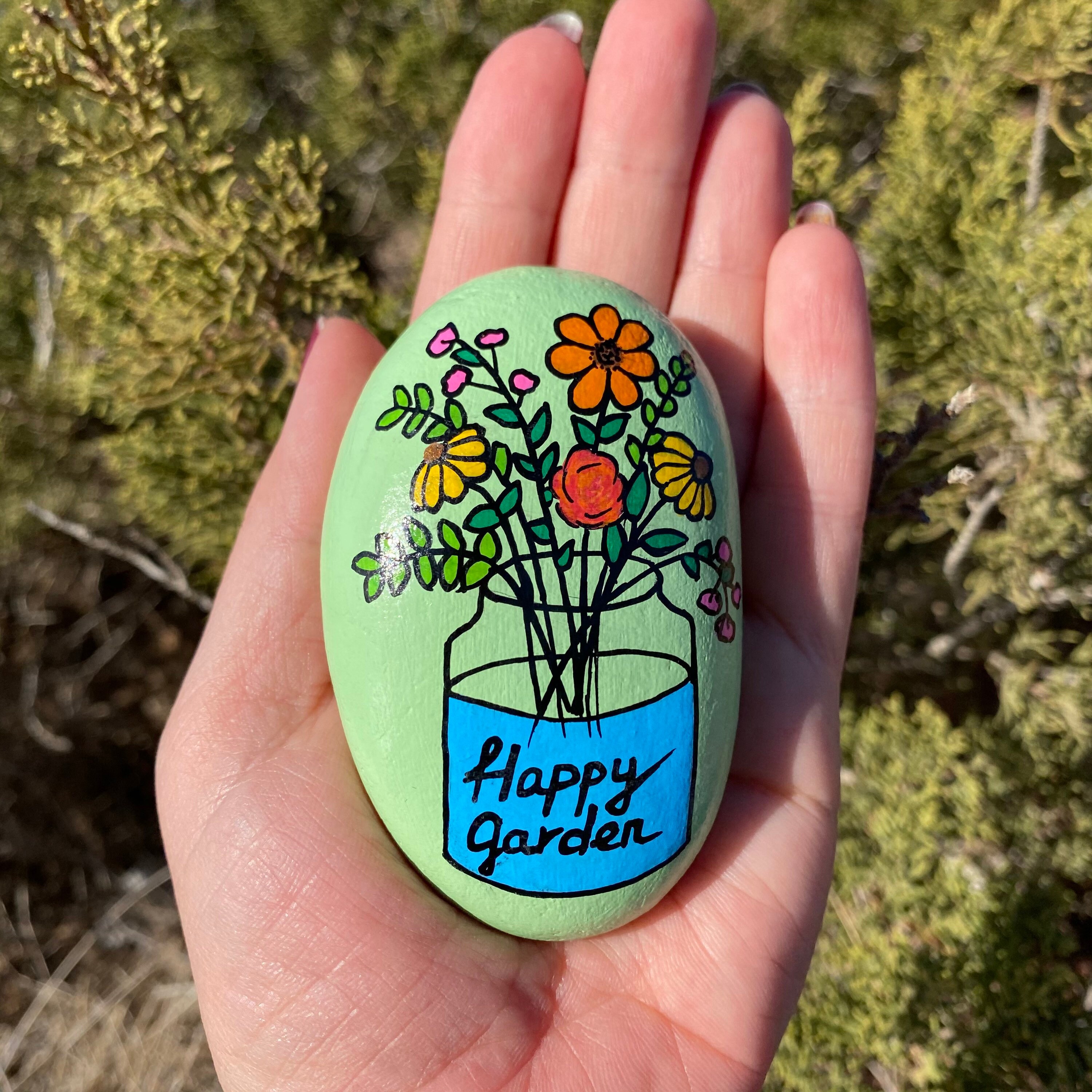 Happy Garden Stone Flower Garden Sign Mothers Day gift | Etsy