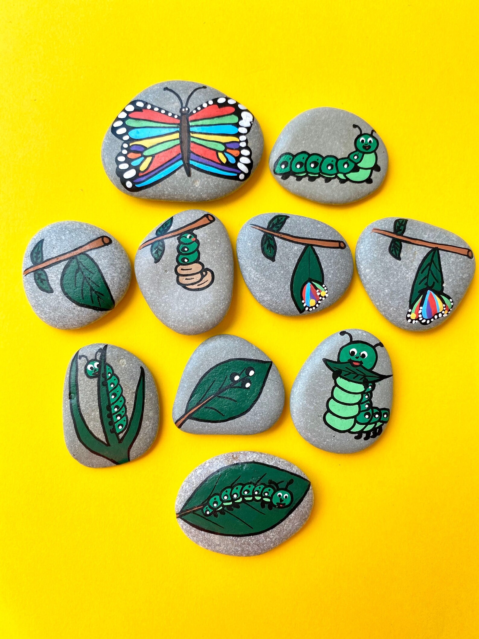 Butterfly Life Cycle Easter Story Stones Montessori - Etsy