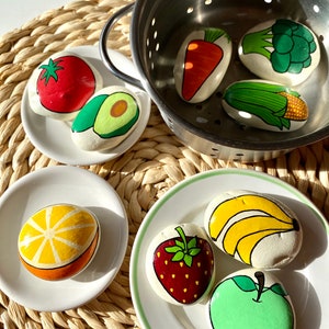 Mud Kitchen Food, Fruits and Vegetables, Story Stones for Kids, Pretend ...