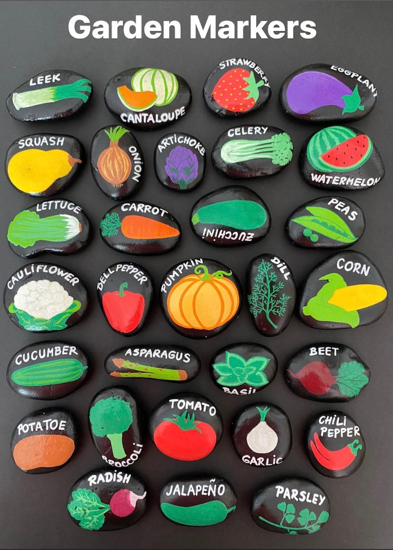 Vegetable Garden Markers Garden Signs Hand Painted Rocks - Etsy