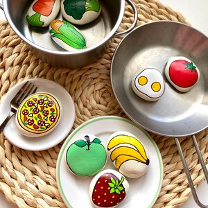 Play Food, Story Stones Set, Pretend Play, Mud Kitchen Painted Rocks ...