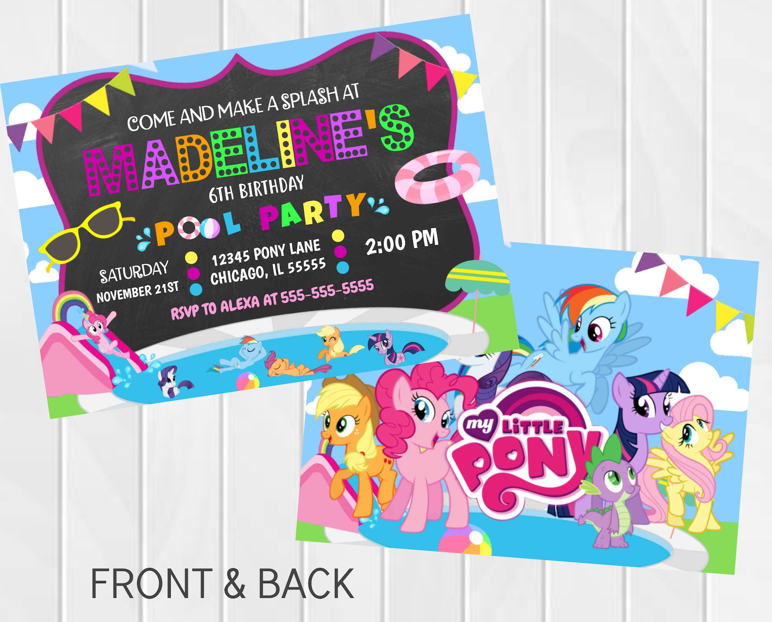 EDITABLE My Little Pony Pool Party Birthday Party Invitation - Etsy