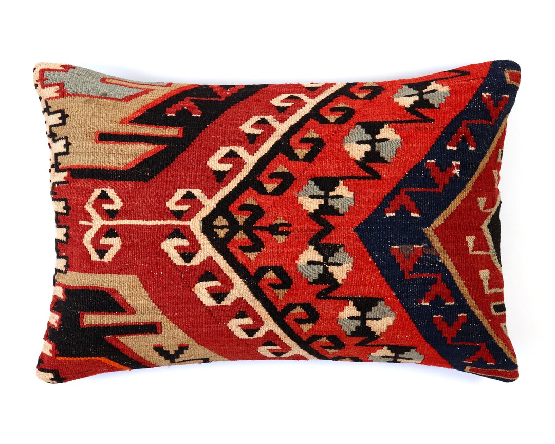 Kilim taie d'oreiller 16x24 lombaire 40x60 cas boho anatolien marocain ...