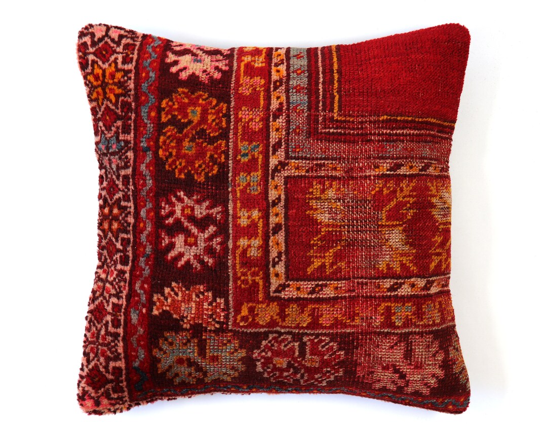 Kilim Pillow Cover 18x18 Carpet Pile Rug 45x45 Antique Turkish Moroccan ...