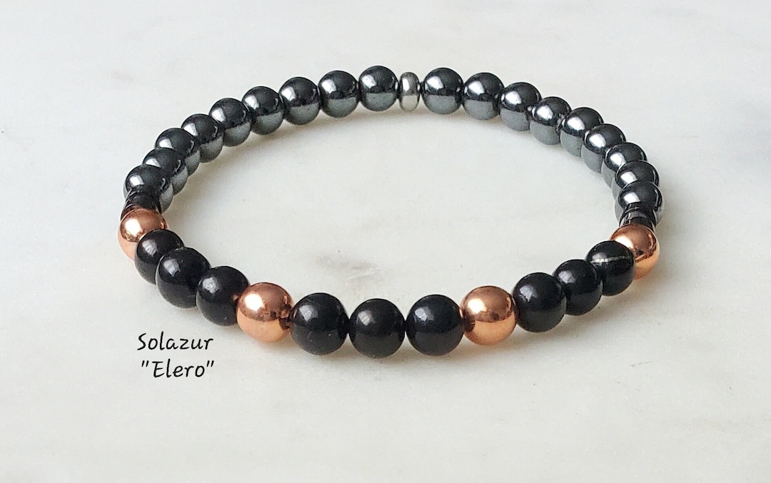 Genuine Shungite Bracelet, Solid Copper Bracelet, Hematite Beaded ...