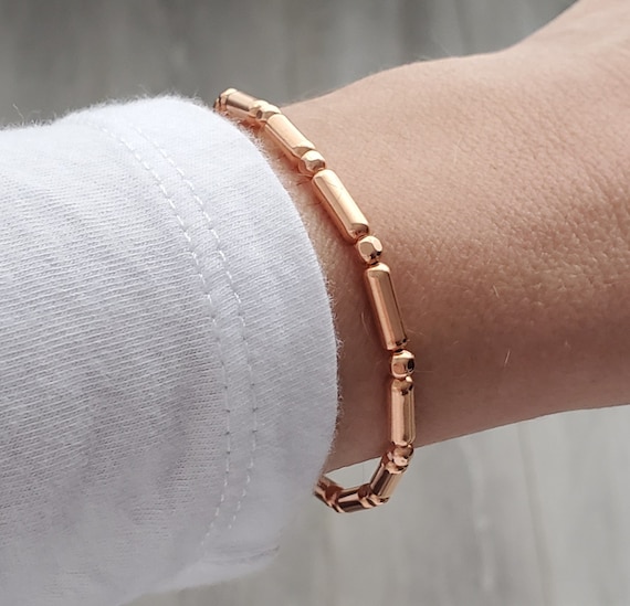 Copper Bracelet Copper Ring Untreated Genuine Copper Bracelet Minimalist Stretch Metal Bead Bracelet 7th Wedding Anniversary Birthday Etsy