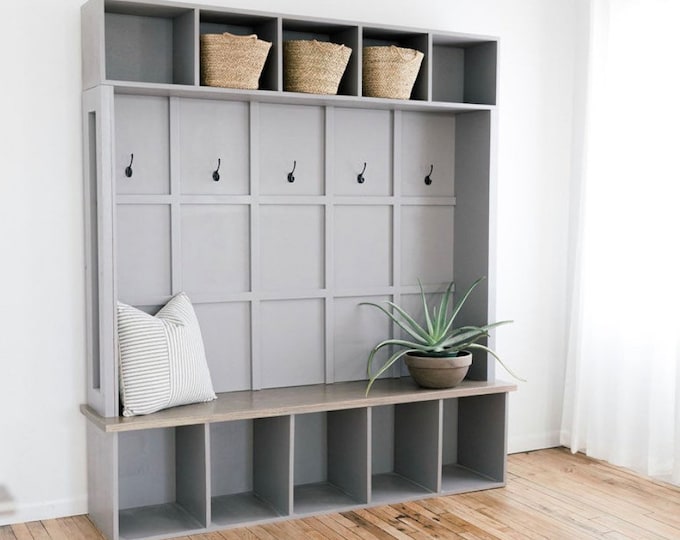 SUTTON Custom Hall Tree Mudroom Locker Entryway Console Farmhouse Hall ...