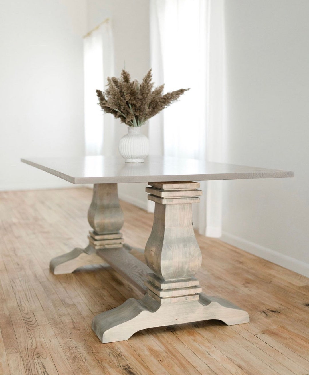 Elegant Pedestal Dining Table Solid Wood Customizable Design Classic ...