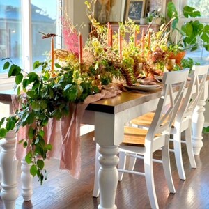 Modern Farmhouse Dining Table and Chairs, Beach House Furniture, Boho ...