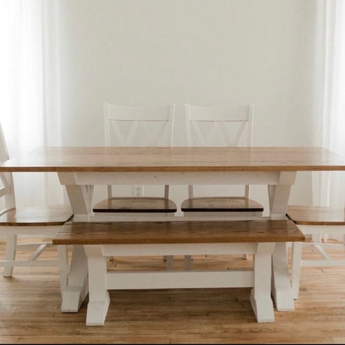 Rustic Farmhouse Dining Table Trestle Table Dine Table Set - Etsy