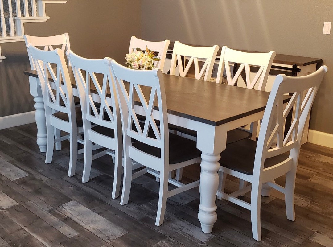 Modern Farmhouse Dining Table and Chairs, Beach House Furniture, Boho ...