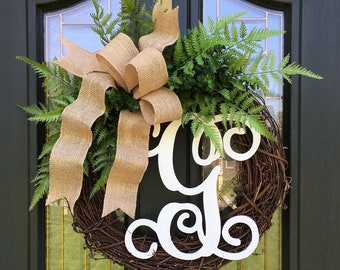 Wreath with monogram | Etsy