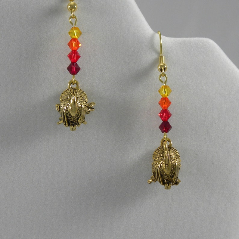 Gold Thanksgiving Turkey Earrings With Crystal - Etsy