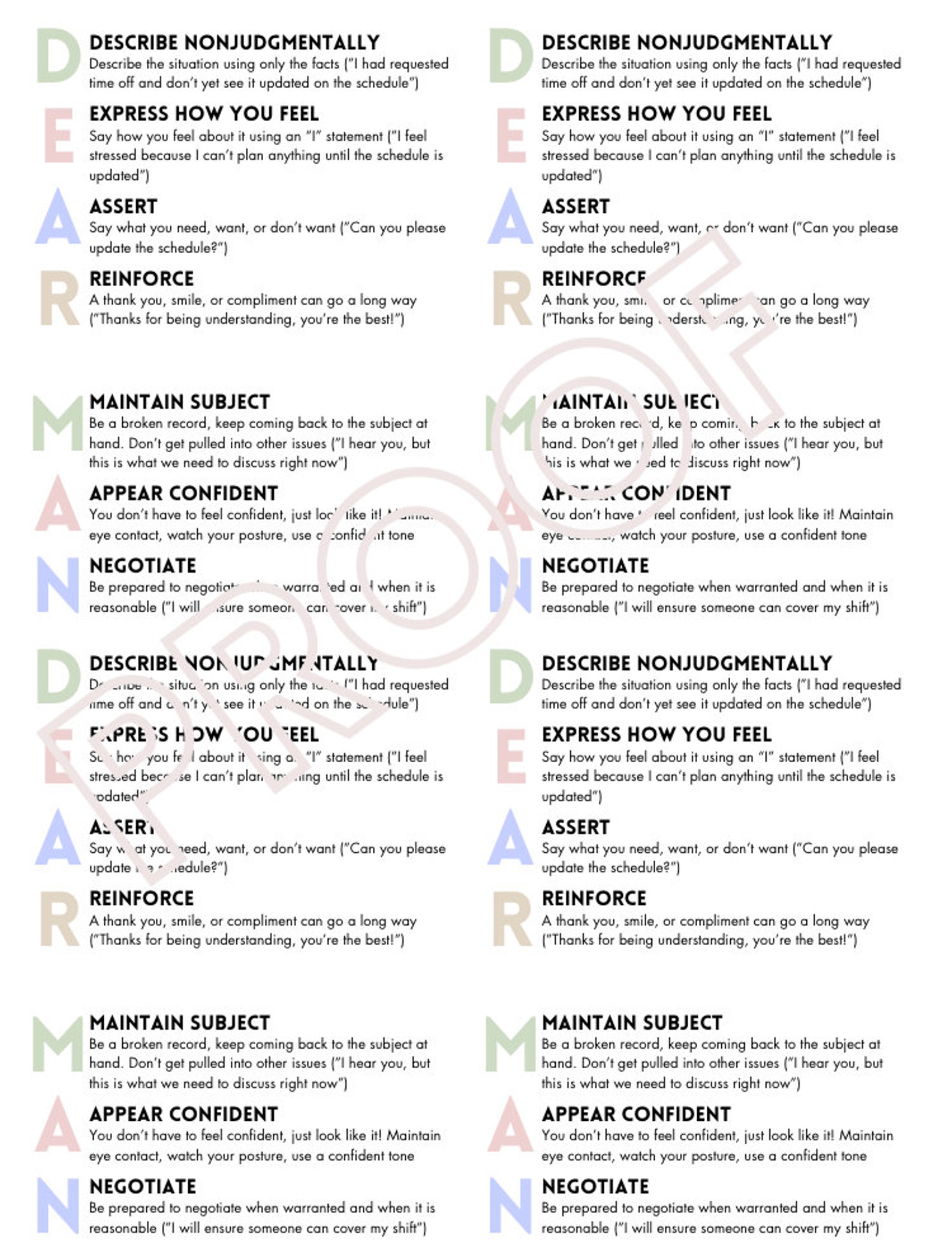 DBT DEAR MAN Skill | Resource for Therapists | Handout for Therapists ...